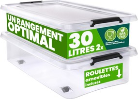 Deuba Úložný box sada 2 ks průhledná 60 × 40 × 17 cm 30L stohovatelný
