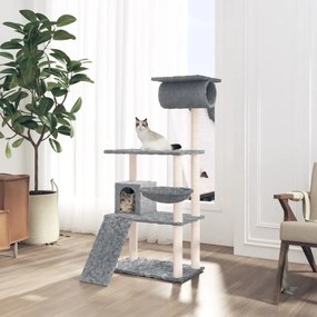 Škrabadlo pro kočky se sisalovými sloupky světle šedé 131 cm 171604