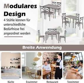 Costway 5dílná jídelní sada pro 4 osoby moderní obdélníkový jídelní stůl a 4