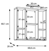 Nástěnná koupelnová skříňka se zrcadlem VENOM zelená/dub artisan