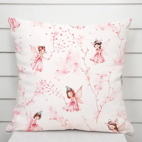 Biante Dětský bavlněný povlak na polštář Sandra SA-684 Růžové víly na bílém 35 x 45 cm