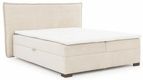 Béžová boxspring postel s úložným prostorem 200x200 cm Lysa – Ropez