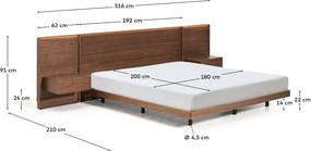 Hnědá dvoulůžková postel z březového dřeva s roštem 180x200 cm Norlen – Kave Home