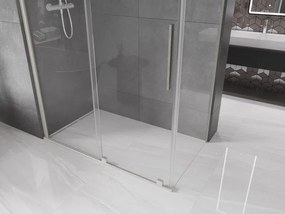 Mexen Velar, sprchový kout s posuvnými dveřmi 140 x 70 cm, 8mm čiré sklo, broušená ocel, 871-140-070-01-97