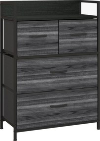 HOMCOM komoda, sideboard, 4 látkové zásuvky, průmyslový design, 60x29x85 cm, černá