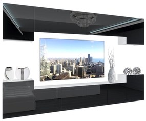 Obývací stěna Belini Premium Full Version černý lesk+ LED osvětlení Nexum 65