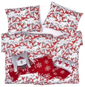 SCANquilt povlečení SATÉN DESIGN lapland bíločervená 140 x 200/70 x 90 cm