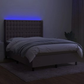Box spring postel s matrací a LED taupe 140x190 cm textil 3138633