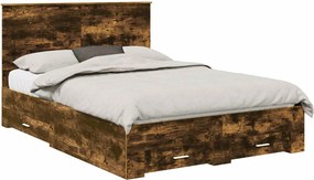 Rám postele s čelo Kouřový dub 140 x 190 cm Kompozitní dřevo 3409644