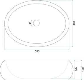 Rea Mika Cloudy, umyvadlo na desku 500x380x150 mm, bílá-imitace kamene, REA-U3584