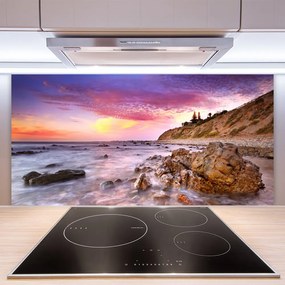 Kuchyňský skleněný panel Moře Kameny Krajina 100x50 cm