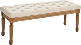 HOMCOM Lavice, čalouněná lavice s vzhledem lnu, dřevěné nohy, postelová lavice pro ložnici, obývací pokoj, chodbu, 120 x 41 x 48 cm, krémová | Aosom