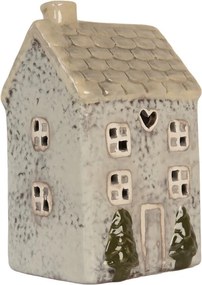 Šedý keramický domek na čajovou svíčku Lamont - 9*8*15 cm
