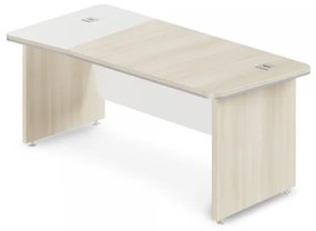 Rohový stůl TopOffice Premium 203,2 x 102,7 cm, levý / Světlý akát a bílá