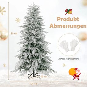 Costway 180 cm sněhu navátý umělý vánoční stromek předsvícený vánoční strom