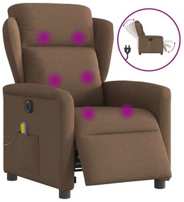 Elektrické masážní polohovací křeslo hnědé textil 3303128