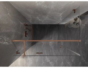 Mexen Lunar T, sklápěcí levý sprchový kout 140 x 70 cm, 8mm čiré sklo, profil měděná matná, 834T-140-070-65-00-L