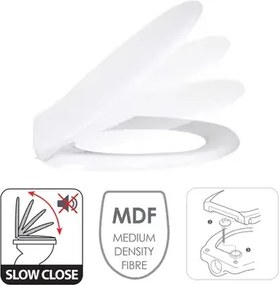 MSV WC prkénko bílé / Duroplast Thermodur / Soft close / Nerezové pant