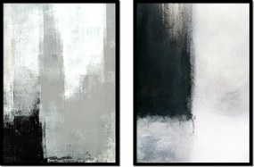 Obraz Plakáty V Rámu 53x73 cm Diptych Sada 2 obrazů černobílá P1718
