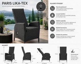 Doppler PARIS LIKA-TEX® polohovací zahradní křeslo antracit