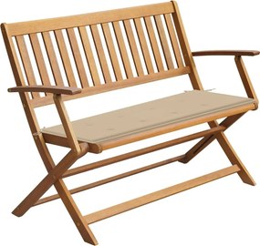 vidaXL Zahradní lavice s poduškou 120 cm masivní akáciové dřevo [3064243] Barva: krémová
