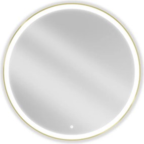 Mexen Esso kulaté podsvícené koupelnové zrcadlo, 100 cm, LED 6000K, antipára, zlatý rám - 9825-100-100-611-50