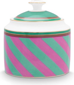 Pip Studio Pip Chique Stripes cukřenka 550ml, růžovo-zelená (Porcelánová cukřenka 550 ml)