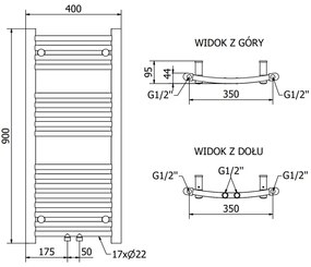 Mexen Ares koupelnový radiátor 900 x 400 mm, 312 W, Bílá - W102-0900-400-00-20