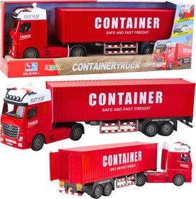 LEAN Toys Přepravní kamion s kontejnerem – světla, zvuky, červená