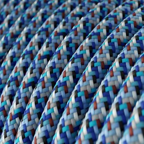 creative cables Závěsná lampa s textilním kabelem, keramickým stínidlem tvaru lahve s kovovými detaily Barva: Modrá strukturovaná-bílá
