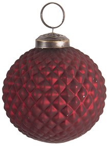 Červená mřížkovaná vánoční koule s patinou - Ø 7 cm