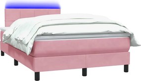 Box spring postel s matrací a LED růžová 120x220 cm samet 3316928