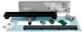 Rea Lineární nerezový odtokový žlab NEO BLACK PRO 60 cm s 360° stupňovým sifonem, černý, REA-G8905