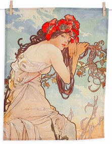 Matějovský utěrky ALFONS MUCHA SUMMER, béžovo-světle modré, 2 kusy 50x64cm