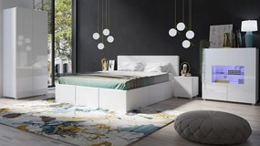 Ložnice Calabrini Zvolte barevné provedení: Bílý lesk, Barva postele: Soft 20 -  šedá