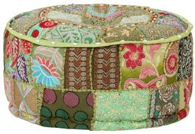 Sedací puf patchwork kulatý bavlna ruční výroba 40x20 cm zelený 246573