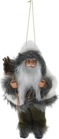 Závěsný Santa Claus v béžovo-šedém kožichu 20 cm