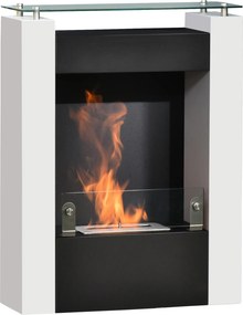 HOMCOM Bioetanolový Krb s Hořákem 1,5 l a Tepelně Odolnou Skleněnou Policí, 3hodinový Čas Hoření, Rozměry 60x20x79cm, Ovládání Plamene a Klíč v Ceně …