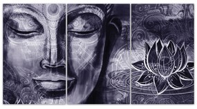 Malvis ® Abstraktní obraz fialový Buddha Velikost (šířka x výška): třídílný obdélník - 90x60 cm