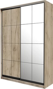 Skříň 2D Loft 1200x2400x600, DTD + zrcadlo, Lines BL, Dub kraft šedý