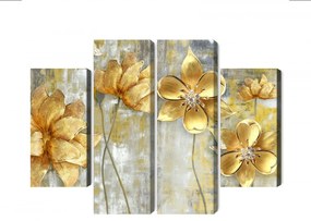 Vícedílný obraz Dekorativní Květiny V Odstínech Béžové Nedostatek Nedostatek Přírodní plátno 120x90