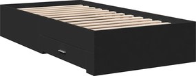 Rám postele se zásuvkami černý 75 x 190 cm kompozitní dřevo 3280441