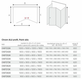 Mereo Lima sprchový kout obdélník 120 x 100 x 120 x 190 cm sklo Point ALU chrom CK87232K