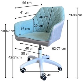 Vikio Pracovní křeslo mentolová látka VKZ100M