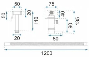 REA-B6311 -Bidetová baterie se sprškou pro podom. instalaci LUNGO broušená zlatá