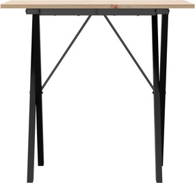 Jídelní stůl s X rámem 80 x 50 x 75 cm borové dřevo a ocel 3282694