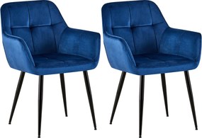 Sada 2 jídelních židlí Emia samet – modrá