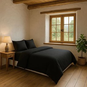 Černé povlečení na jednolůžko/prodloužené s prostěradlem/3dílné 160x220 cm Classic – Mila Home