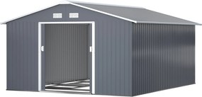 Outsunny Kovový Kůlna na Nářadí 26,2m³ 340x386x200cm Kůlna s Gablovou Střechou a Posuvnými Dveřmi Odolná proti Počasí Zahradní Dům Venkovní Kůlna na N
