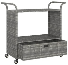 vidaXL Barový vozík se zásuvkou šedý 100 x 45 x 97 cm polyratan